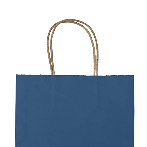 bagmad 50 Pack 8x4.75x10 inch Medium Blue Kraft Paper Bags with Handles Bulk, Gift Bags, Craft Grocery Shopping Retail Party Favors Wedding Bags Sacks (Blue, 50pcs)