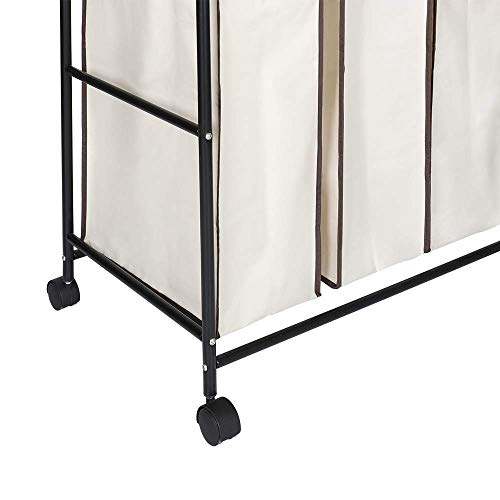 Laundry Sorter Cart 3 Section with Hanging Bar Heavy Duty Laundry Basket on Wheels Rolling Laundry Hamper with Removable Bags