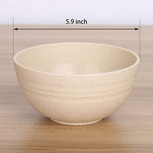 LuckyZone Unbreakable Cereal Bowls - 24 oz Reusable Wheat Straw Bowl Set of 4 - Dishwasher & Microwave Safe - Perfect for Cereal, Soup and Rice - BPA Free, Healthy & Eco-Friendly (4 Color)