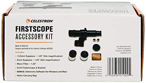 Celestron 21024 FirstScope Telescope & 21024-ACC FirstScope Accessory Kit (Black)