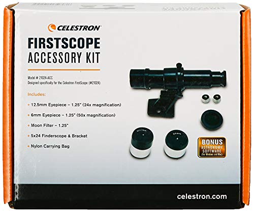 Celestron 21024 FirstScope Telescope & 21024-ACC FirstScope Accessory Kit (Black)