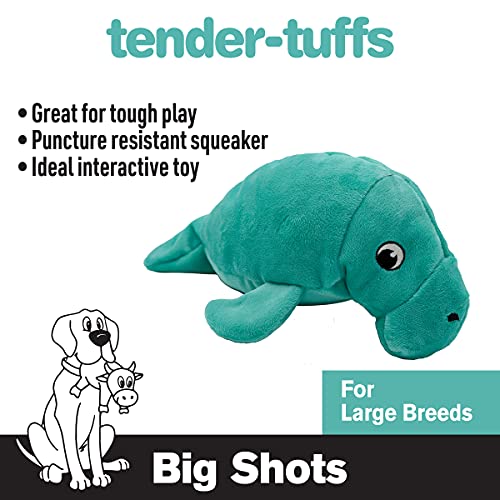 SmartPetLove Snuggle Puppy Tender-Tuffs - Large Marine Stuffed Plush Manatee Toy - with Puncture Resistant Squeaker, Great for Big Dogs