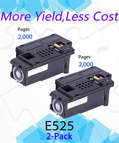 EASYPRINT 2-Pack of Black Compatible Toner Cartridges Replacement for Dell E525W E525 Used for Dell E525W Wireless Color Laser Printer for 593-BBJX 593-BBJU 593-BBJV 593-BBJW