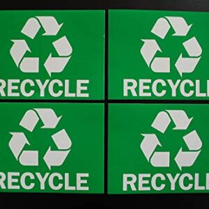 (4 Pack) Recycle Stickers Trash Bin Sticker Label - 5" X 3.5" - Waterproof Garbage Waste from Recycling - Great for Metal Aluminum Steel or Plastic Trash Cans - Indoor & Outdoor (X4PS8)