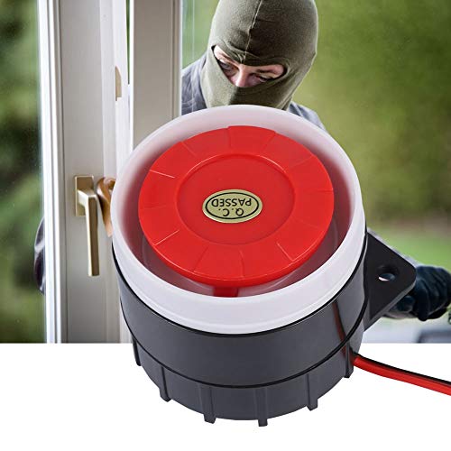 120dB DC 12V Mini Red Wired Loud Alarm Horn Safety Warning/Burglar Horn for Home Security Monitoring System Indoor and Outdoor Safety