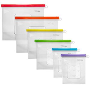 Sunset House Reusable Silicone Food Storage Bags -Clear Rainbow for Snacks Meals Fruits Vegetables Cooking Freezing