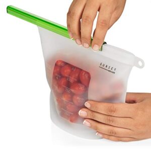 Sunset House Reusable Silicone Food Storage Bags -Clear Rainbow for Snacks Meals Fruits Vegetables Cooking Freezing