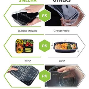 SMELHA 37oz Meal Prep Containers 3 Compartments [30 Pack], Reusable Lunch Food Containers With Lids, BPA Free Food Storage Bento Box Set for Adults & kids, Spill Proof, Microwave Dishwasher Free