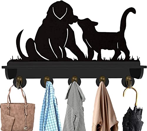 Dog and Cat Design Key Hook Wall Hanger Heavy Duty Clothes Handbag Coat Dog Leash Holder Key Holder Rack for Animals Owner