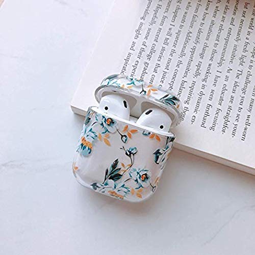 AirPods Case- Airpods Case Cover for Apple Airpods 2/1 Ownest Compatible with AirPods Case with Girls Cute Clear Smooth PC Shockproof No Dust Cover Case (Blue Flowers-3)