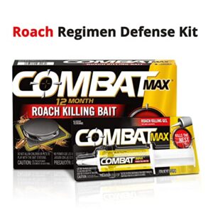 Combat Max 12 Month Roach Killing Bait, Small Roach Bait Station, Child-Resistant, 18 Count and Combat Max Roach Killing Gel for Indoor and Outdoor Use, 1 Syringe, 2.1 Ounces