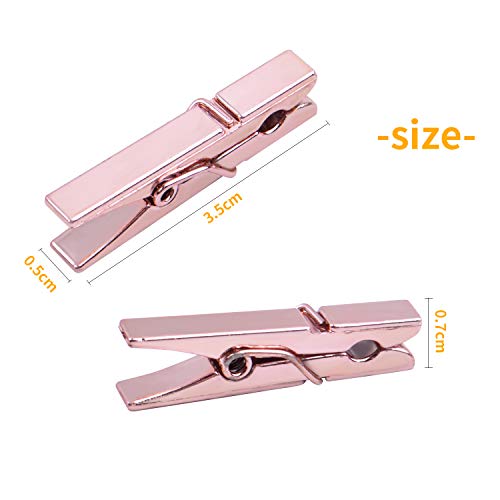 Mini Plastic Clips, 100 Pieces Rose Gold Photo Paper Pegs Clothespins Craft Clips for Hanging Pictures Clothes Paper Arts Crafts, Length : 3.5cm