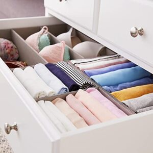 Staure Foldable Cloth Storage Box Pack of 6, Divider Drawer Organizers for Clothing, Closet Bins for Organization, Storage Containers for Underwear Bras Socks Lingerie Clothing, Gray