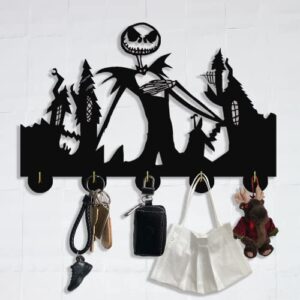 the nightmare before christmas key hooks-wall hooks heavy duty 20lb(max),wall décor,wood coat hooks, key holder,key hanger for wall、entryway and kitchen