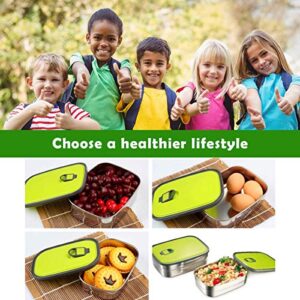 Bento Lunch Box for Kids Adults, Stainless Steel Leakproof Lunch Containers Boxs for Kids Storage, Vacuum Fresh-Keeping for School Work Picnic, Food-grade Silicone