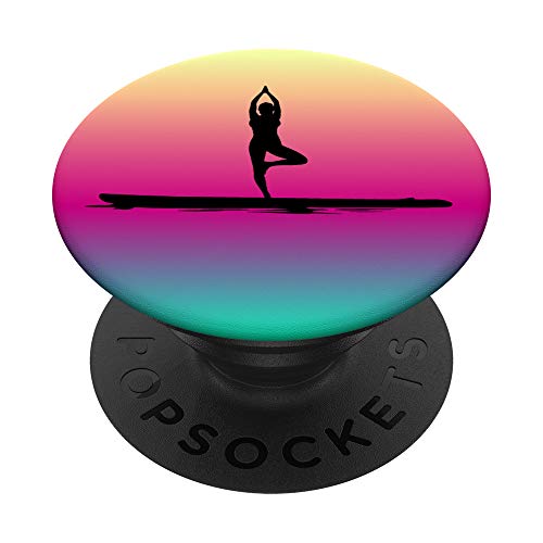 Stand Up Paddle Board Yoga Pose Funny Surfing Beach Sea Gift PopSockets PopGrip: Swappable Grip for Phones & Tablets