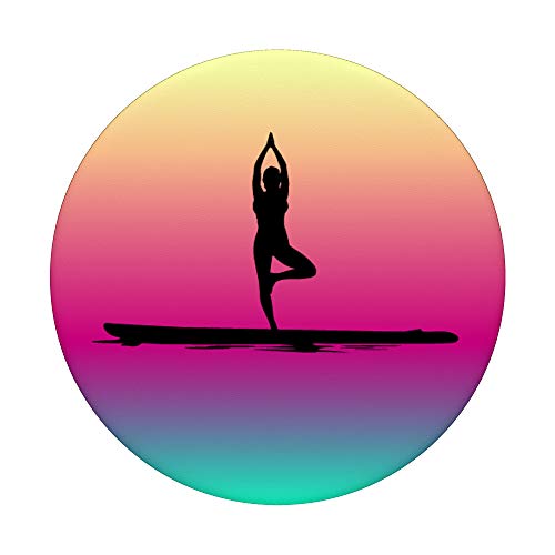 Stand Up Paddle Board Yoga Pose Funny Surfing Beach Sea Gift PopSockets PopGrip: Swappable Grip for Phones & Tablets