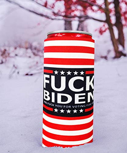 XccMe 2pcs Fuck Biden Can Cooler,Fuck You For Voting For Him Slim sleeves for 12oz Slim Cans like Red Bull, White Claw, Slim Beer and Spiked Seltzer Water（Fuck Biden）