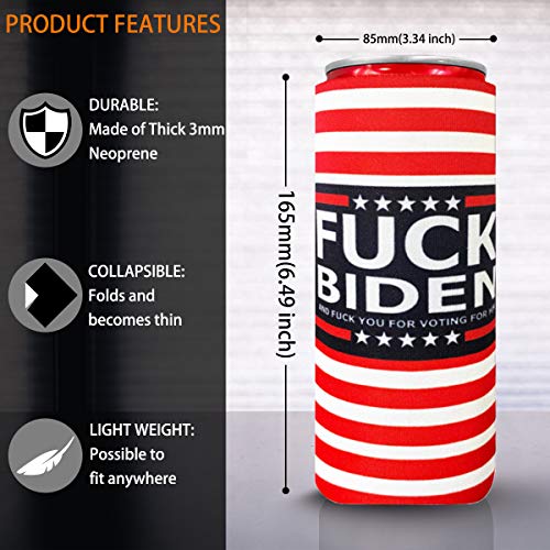 XccMe 2pcs Fuck Biden Can Cooler,Fuck You For Voting For Him Slim sleeves for 12oz Slim Cans like Red Bull, White Claw, Slim Beer and Spiked Seltzer Water（Fuck Biden）