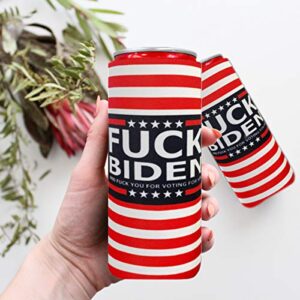 XccMe 2pcs Fuck Biden Can Cooler,Fuck You For Voting For Him Slim sleeves for 12oz Slim Cans like Red Bull, White Claw, Slim Beer and Spiked Seltzer Water（Fuck Biden）