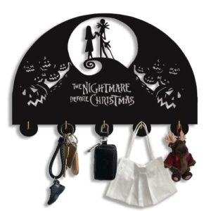 the nightmare before christmas key hooks-wall hooks heavy duty 20lb(max),wall décor,wood coat hooks, key holder,key hanger for wall、entryway and kitchen