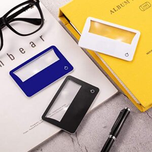 8 Pieces Credit Card Magnifier Bundle Wallet Purse Magnifying Glass LED Illuminated Magnifier 3X Pocket Card (Black, White and Blue)