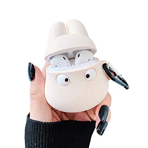 Rertnocnf Compatible with Earbuds Case Airpods 1 & 2, Cute Fun Cartoon Animal Cross-Eyed Totoro Design Creative Wireless Earphone Cover Soft Silicone Anti-Scratch Shockproof Protector with Keychain