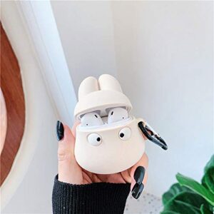 Rertnocnf Compatible with Earbuds Case Airpods 1 & 2, Cute Fun Cartoon Animal Cross-Eyed Totoro Design Creative Wireless Earphone Cover Soft Silicone Anti-Scratch Shockproof Protector with Keychain