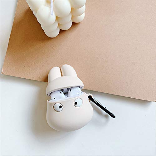 Rertnocnf Compatible with Earbuds Case Airpods 1 & 2, Cute Fun Cartoon Animal Cross-Eyed Totoro Design Creative Wireless Earphone Cover Soft Silicone Anti-Scratch Shockproof Protector with Keychain