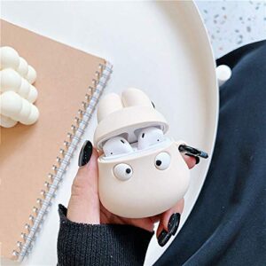 Rertnocnf Compatible with Earbuds Case Airpods 1 & 2, Cute Fun Cartoon Animal Cross-Eyed Totoro Design Creative Wireless Earphone Cover Soft Silicone Anti-Scratch Shockproof Protector with Keychain