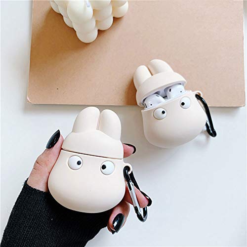 Rertnocnf Compatible with Earbuds Case Airpods 1 & 2, Cute Fun Cartoon Animal Cross-Eyed Totoro Design Creative Wireless Earphone Cover Soft Silicone Anti-Scratch Shockproof Protector with Keychain