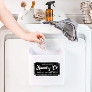 lint bin for laundry room modern farmhouse decor magnetic container - includes wall or magnetic mount accessories with sign