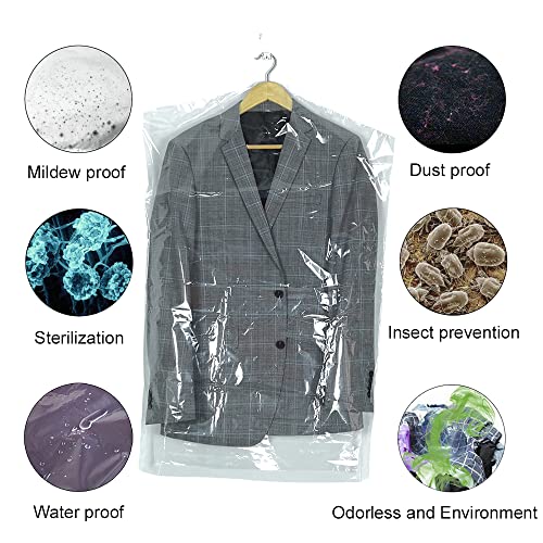 30 Pack Clear Plastic Clothes Covers 35.4inch Dry Cleaning Hanging Dust Proof Garment Bags for Home Storage Clothing Stores & Dry Cleaners.