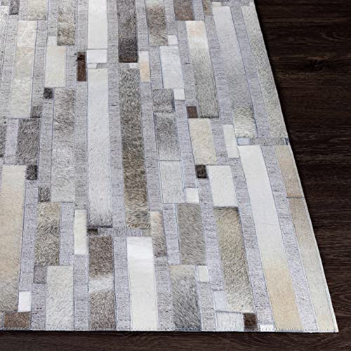 Hauteloom Ellington Living Room, Bedroom Area Rug - Hide, Leather & Fur - Brown, Ivory - 2' x 3'