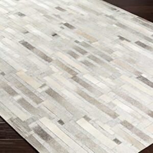 Hauteloom Ellington Living Room, Bedroom Area Rug - Hide, Leather & Fur - Brown, Ivory - 2' x 3'