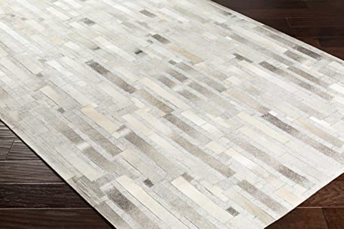 Hauteloom Ellington Living Room, Bedroom Area Rug - Hide, Leather & Fur - Brown, Ivory - 2' x 3'