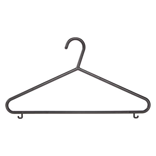 AmazonBasics Plastic Hangers with Suit Trouser Bar and Lips - 50-Pack Black