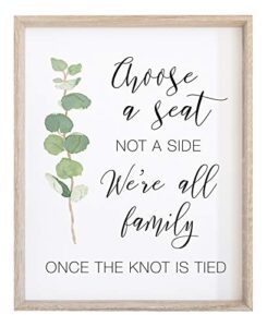 2 city geese choose a seat not a side sign for wedding ceremony | watercolor eucalyptus greenery on thick cardstock paper | (1) 8x10 wedding decoration