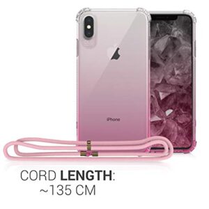 kwmobile Crossbody Case Compatible with Apple iPhone Xs Max Case Strap - Bicolor Dark Pink/Transparent