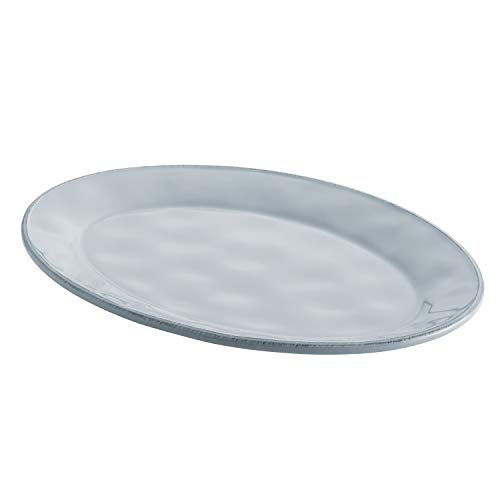 Rachael Ray 10" x 14" Oval Stoneware Platter, 10 Inch x 14 Inch, Sea Salt Gray