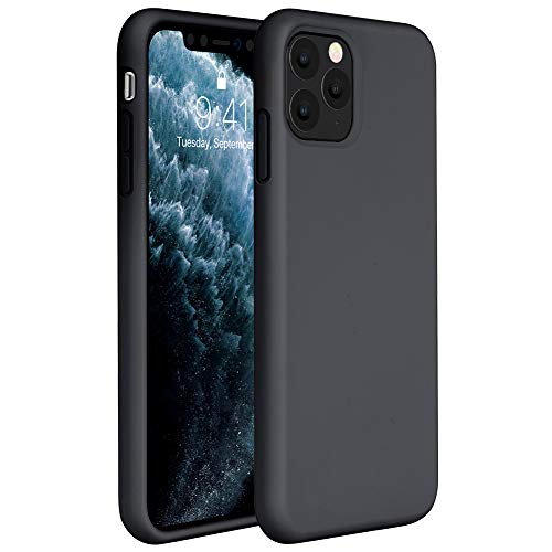 Miracase Liquid Silicone Case Compatible with iPhone 11 Pro 5.8 inch(2019), Gel Rubber Full Body Protection Shockproof Cover Case Drop Protection Case(Black)