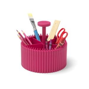 Crayola Round Storage Organizer - Creative Kids Desk Organizer with 5 Sections for Storing Pens, Pencils, Crayons and Other School/Office Supplies, Razzmatazz, Kids 3+ Years