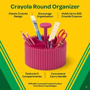 Crayola Round Storage Organizer - Creative Kids Desk Organizer with 5 Sections for Storing Pens, Pencils, Crayons and Other School/Office Supplies, Razzmatazz, Kids 3+ Years