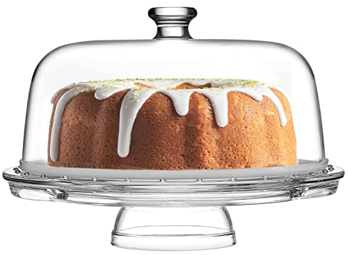 Royalty Art European Cake Stand with Dome (6-in-1 Design) Multifunctional Serving Platter for Kitchens, Dining Rooms, Pedes Glass Durabilitytal or Cover Use, Elegant Product Name