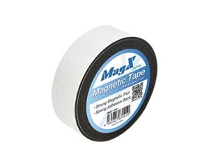 magx magnetic tape with adhesive 1"x10', ultra thick 60 mil, magnetic strip with self adhesive, flexible magnetic roll tape, peel and stick, anisotropic strong magnets, stationery, office supply