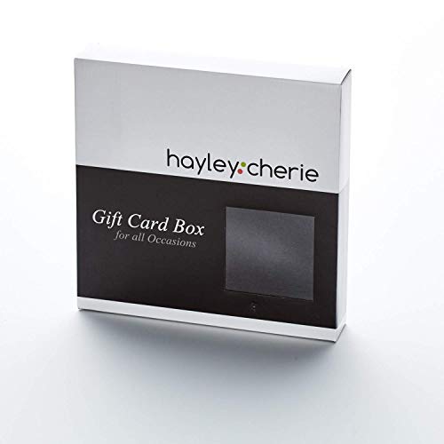 Hayley Cherie - Black Gift Card Box with Gold Foil Design - Large Size 10" x 10" - For Wedding Receptions, Bridal & Baby Showers, Birthdays, Graduations, 21st Parties