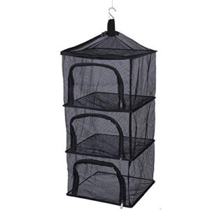 drying net rack, outdoor foldable 4 layers hanging shelves dry rack net zipper opening mesh netting food dehydrator