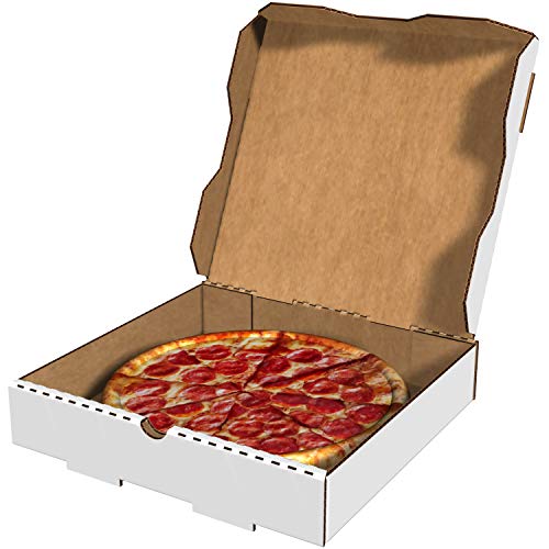 White Cardboard Pizza Boxes, Takeout Containers - 10 x 10 Pizza Box Size, Corrugated, Kraft – 50 Pack