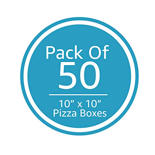 White Cardboard Pizza Boxes, Takeout Containers - 10 x 10 Pizza Box Size, Corrugated, Kraft – 50 Pack