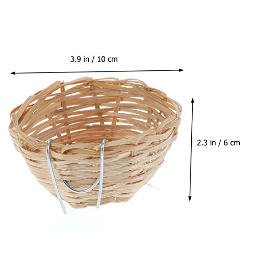 POPETPOP Bird Bamboo - 4 Pack Natures Bamboo with Hook Handwoven Natural Bird Cage House Hatching Breeding Cave Counntry-Style Bird for Parakeets Canary Swallow Finch